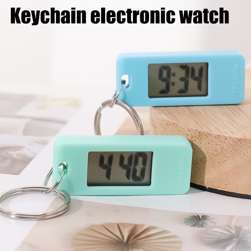 Mini Electronic Clock Keychain Portable Oval Electronic Watch Student ...