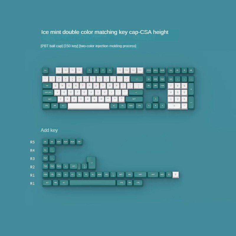 2023 New three-color keycaps CSA keycaps PBT double shot milkshake mint ...