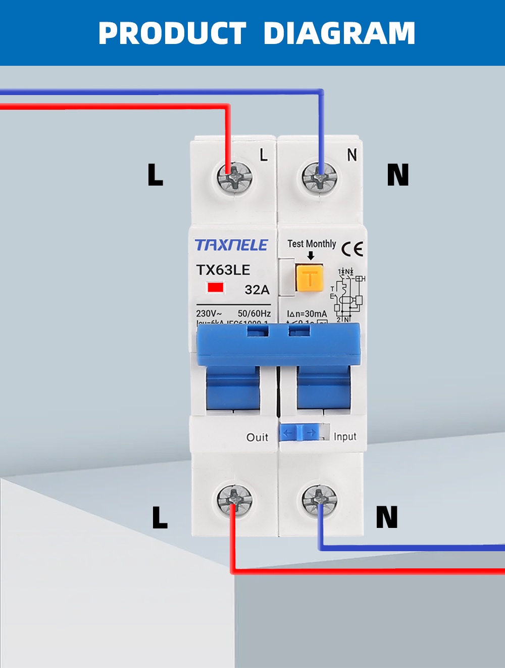 RCBO 230V 2P Residual Current Circuit Breaker MCB Overload Short ...