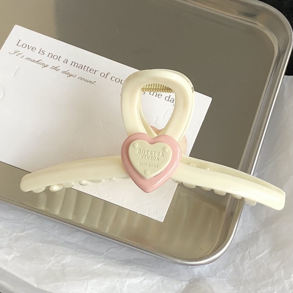 Gentle Girl Love Letter Grab Clip Cream Pink Shark Sweet Big Hair ins ...