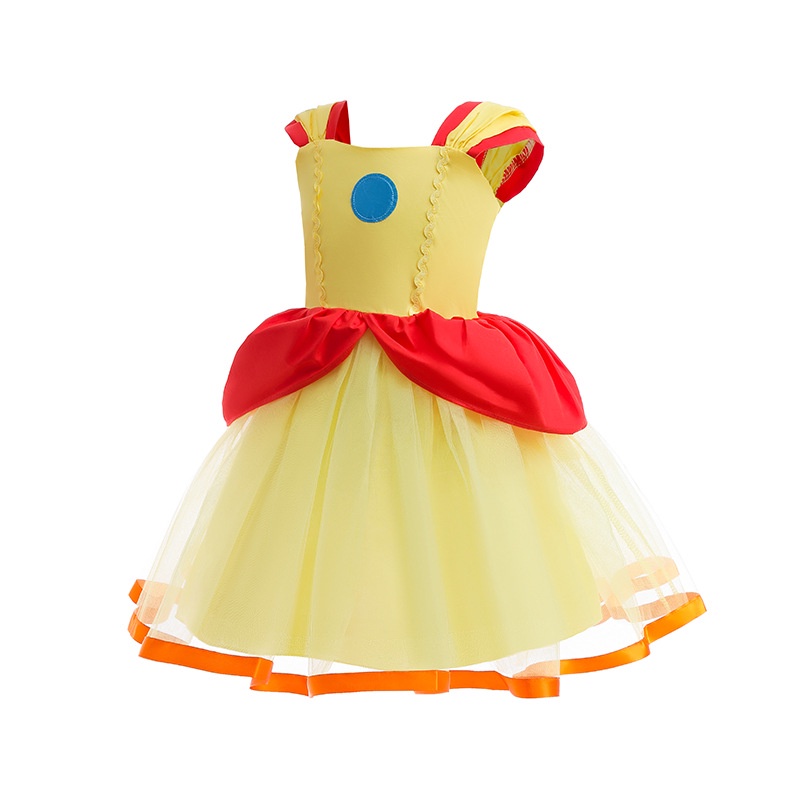 2Colors Princess Peach Super Mario Bros Costume Mesh Dress For Girls ...