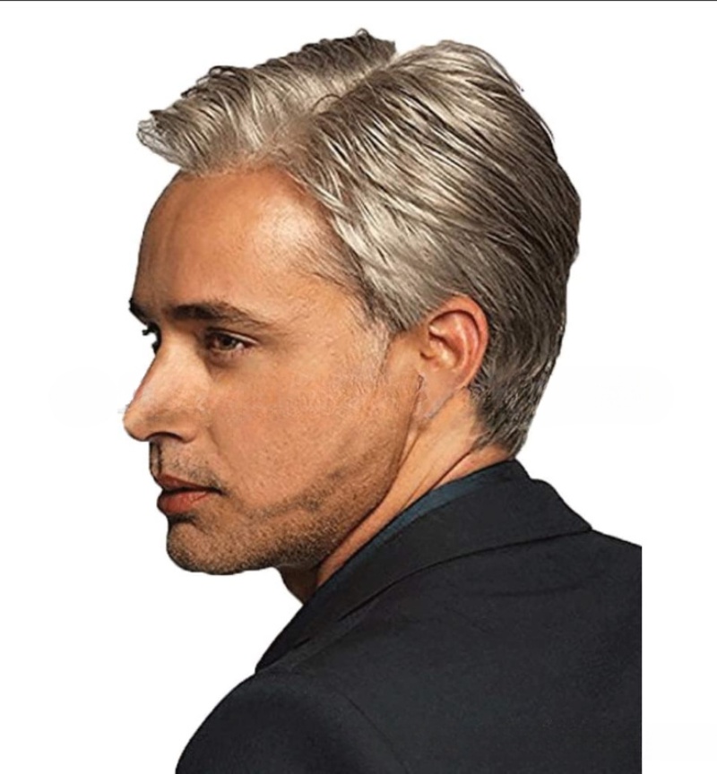 Men's Wig Headgear, Handsome, Middle-aged and Elderly Short Straight ...