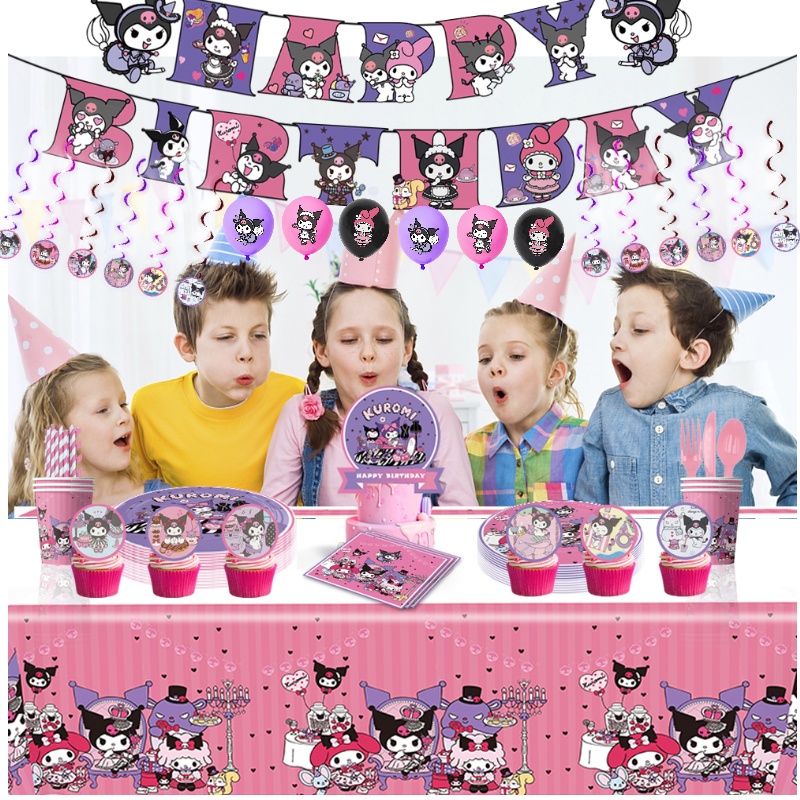 All-in-one Kuromi Party Decor Set With Balloons And Table Accessories ...
