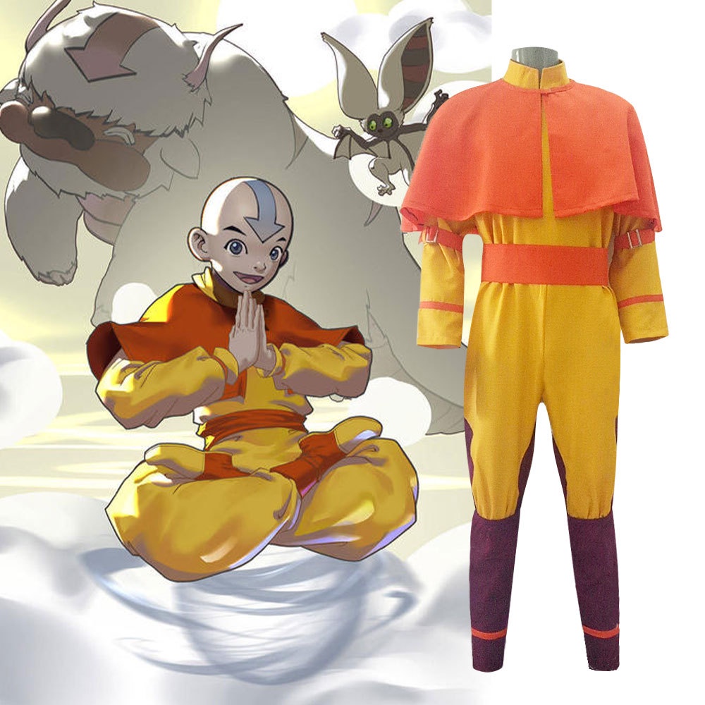The Last Avatar Airbender Aang Full Set Costume Mens Womens Cosplay ...