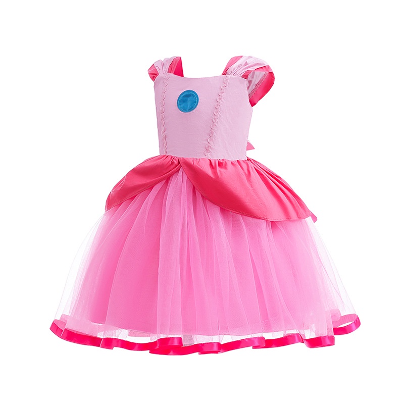 2Colors Princess Peach Super Mario Bros Costume Mesh Dress For Girls ...