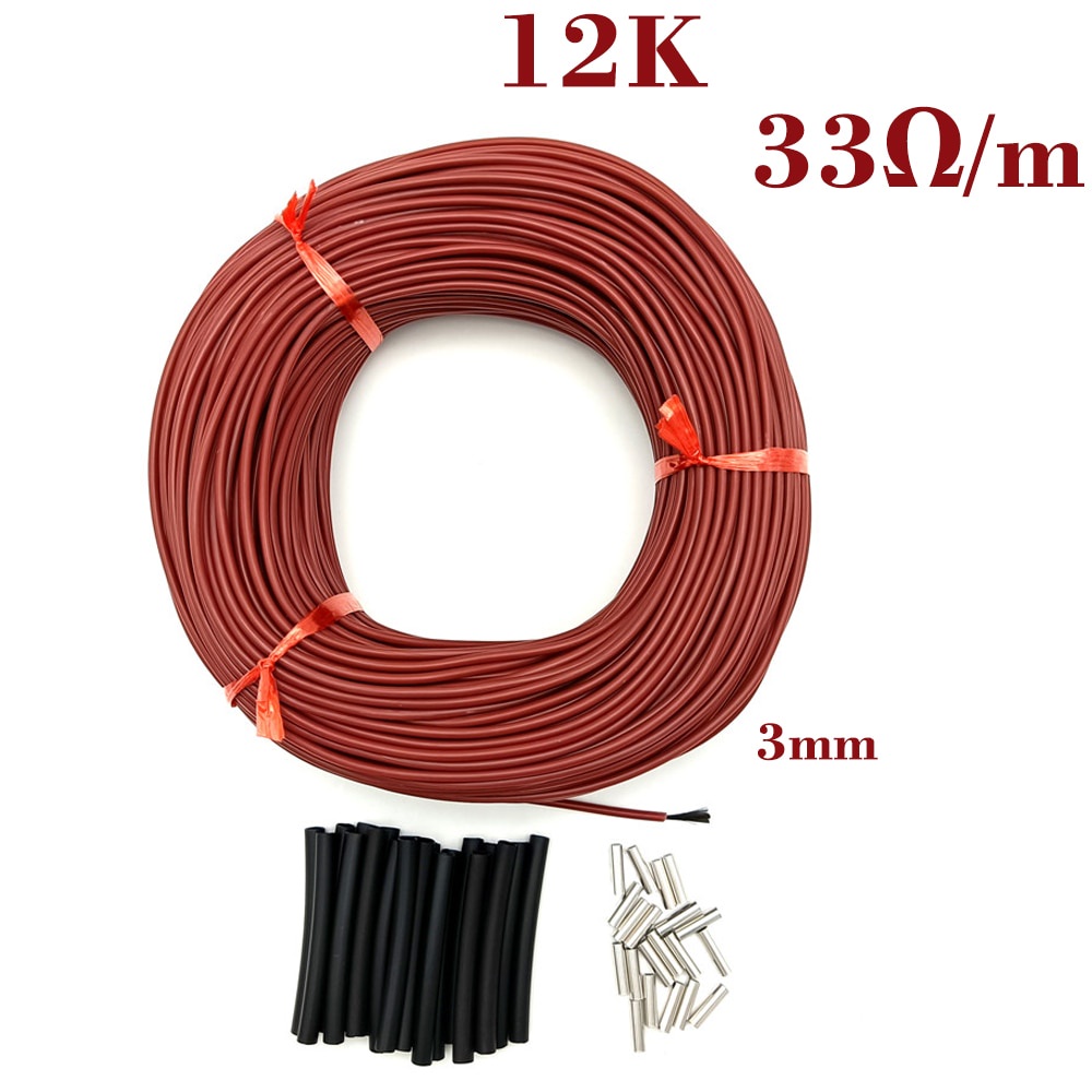 10 To 100 Meters 12K Floor Warm Heating Cable 33 Ohm/M Infrared Floor ...