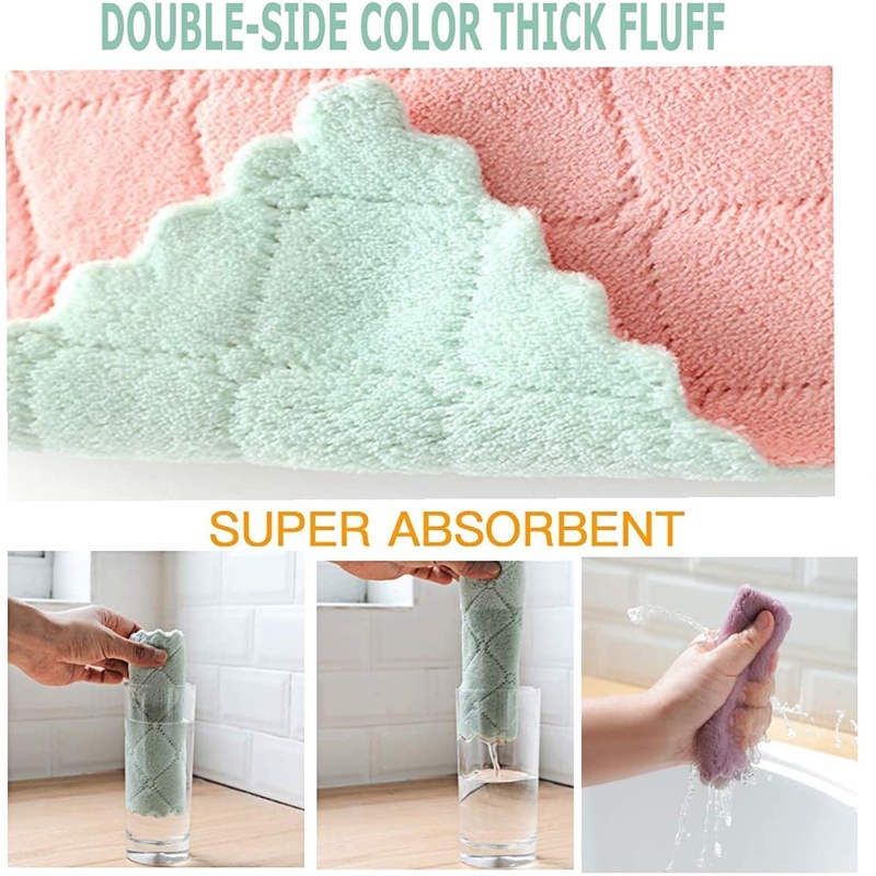 Multifunctional Double-layer Thickened Coral Velvet Dishcloth Absorbent ...