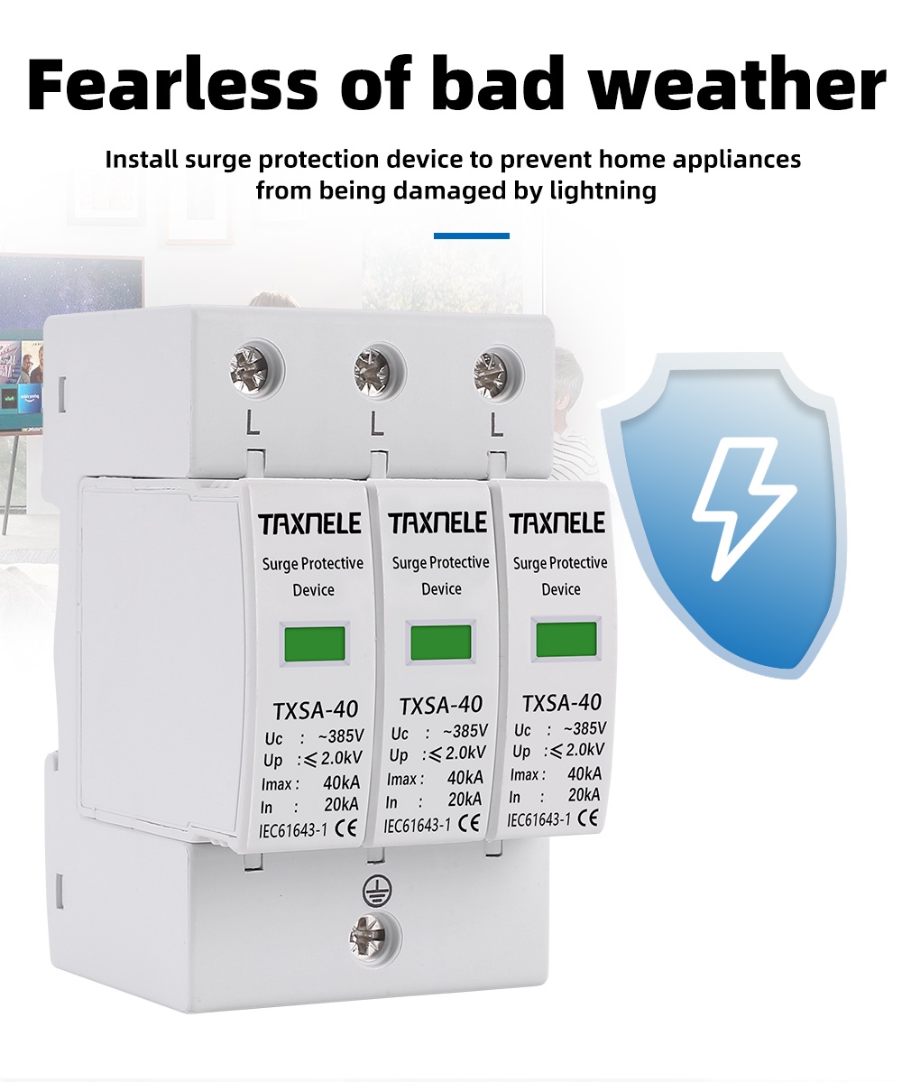 SPD 3 Phase Surge Protector Low Voltage AC Distribution Household ...