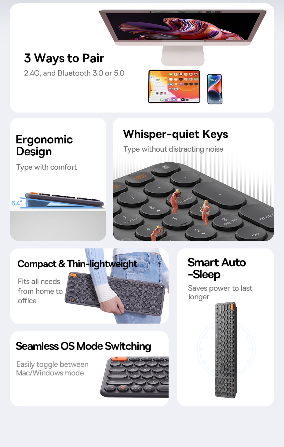 Baseus Wireless Mouse Bluetooth Wireless Computer Keyboard and Mouse ...