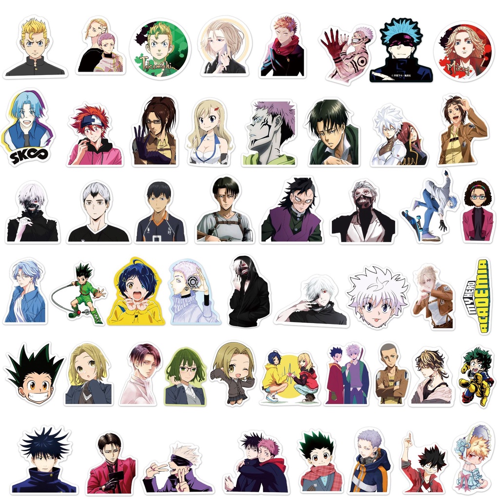 MUYA 100pcs Japanese Anime Collection Stickers Pack Waterproof Vinyl ...