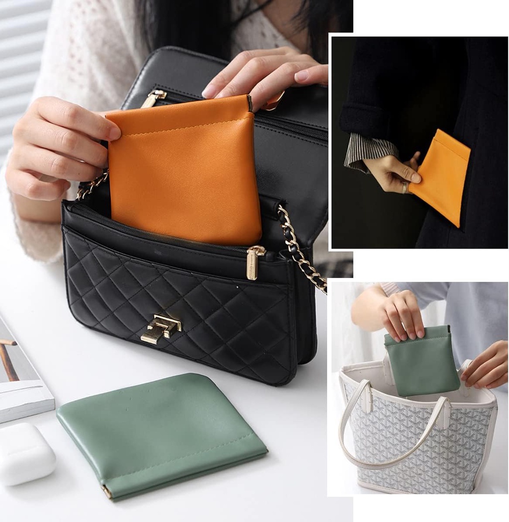 Creative PU Leather Automatic Tightening Elastic Storage Bags Mini ...