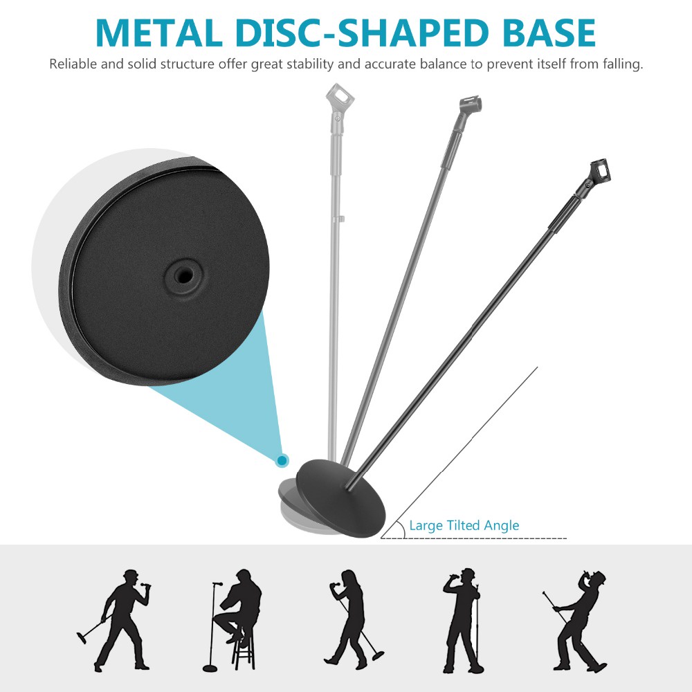 Microphone Stand Heavy Base Mic Stand Compact Base Microphone Floor ...