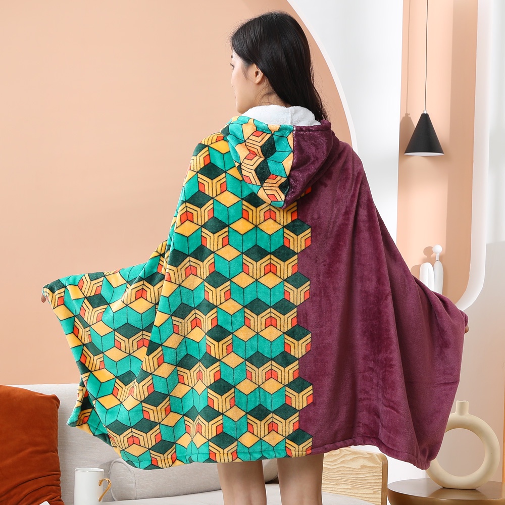 Anime Blanket Cloak Demon Slayer Home Costume Adult Hoodie Bathrobe ...