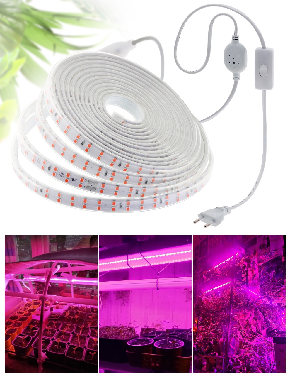 LED Grow Strip Full Spectrum Waterproof AC220V 1m/2m/3m/4m/5m/6m/8m/10m ...