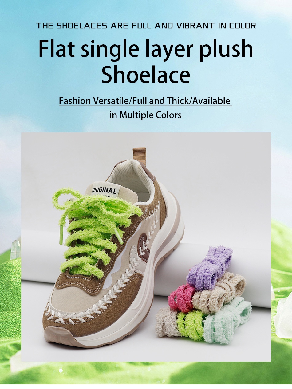 Weiou Laces 1 Pair Single-layer Solid Color Flat Type Plush Shoelaces 0 ...