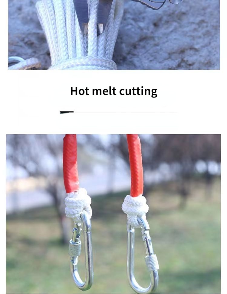 8mm Wire Core Safety Rope with 2 Climbing Buckles Static Utility Rope ...