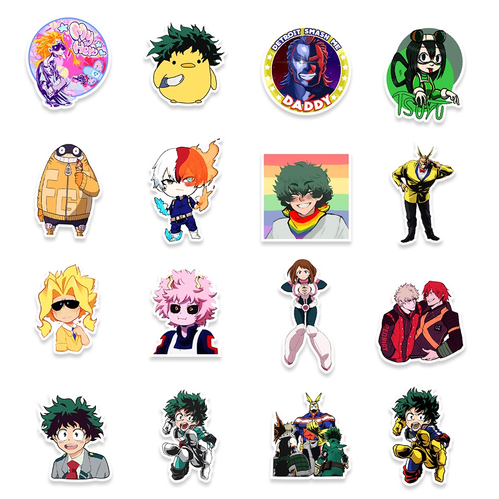 MUYA 50pcs My Hero Academia Stickers Japanese Anime Cartoon Graffiti ...