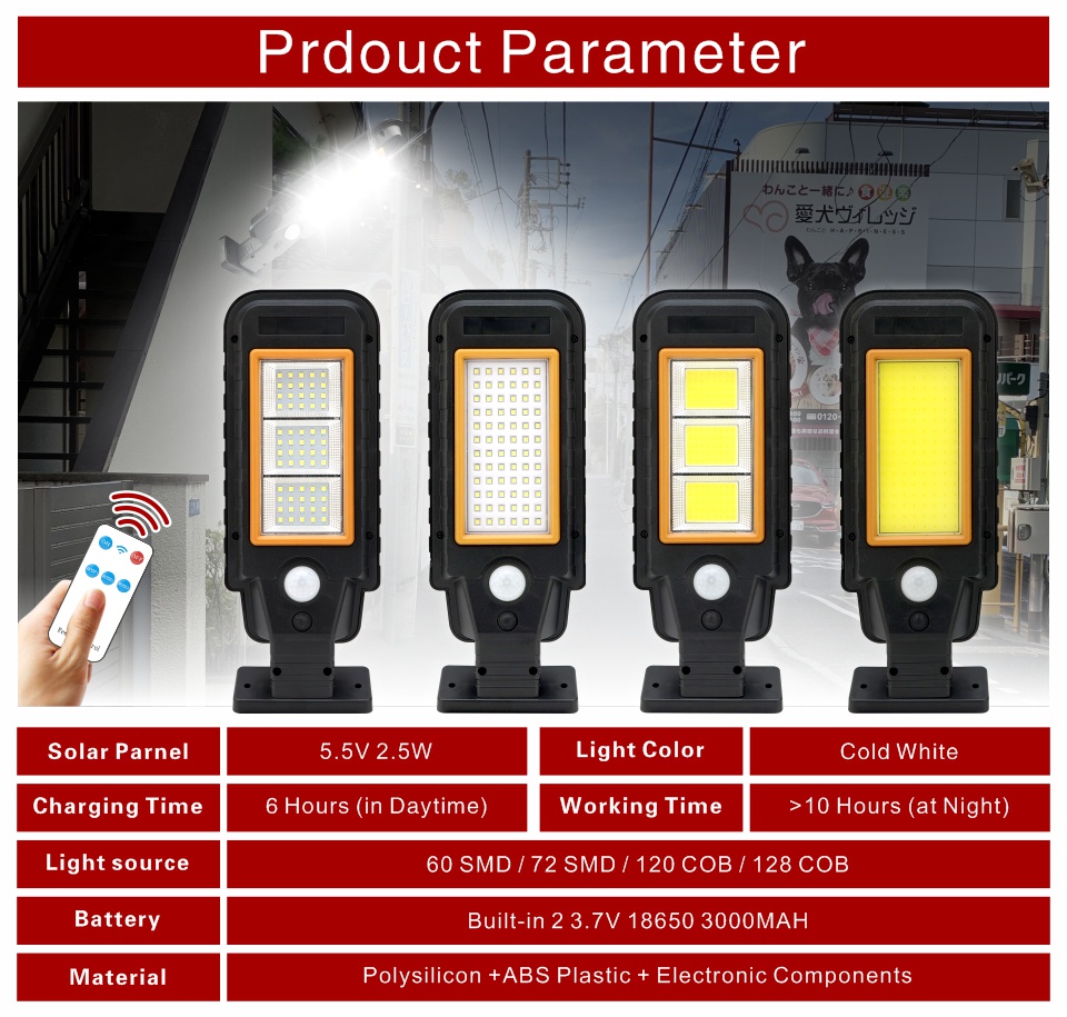 Got Liang Solar Motion Sensor Street Light 3000mah LED Solar Lamp ...