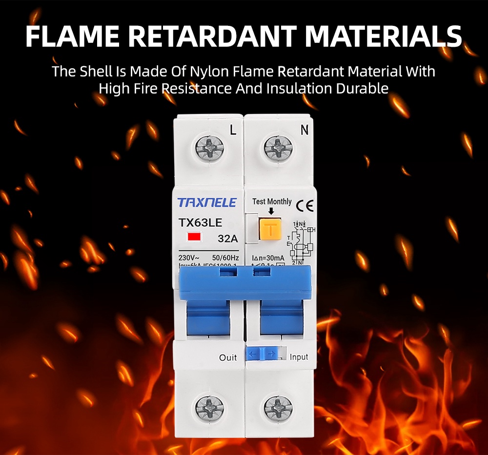 RCBO 230V 2P Residual Current Circuit Breaker MCB Overload Short ...