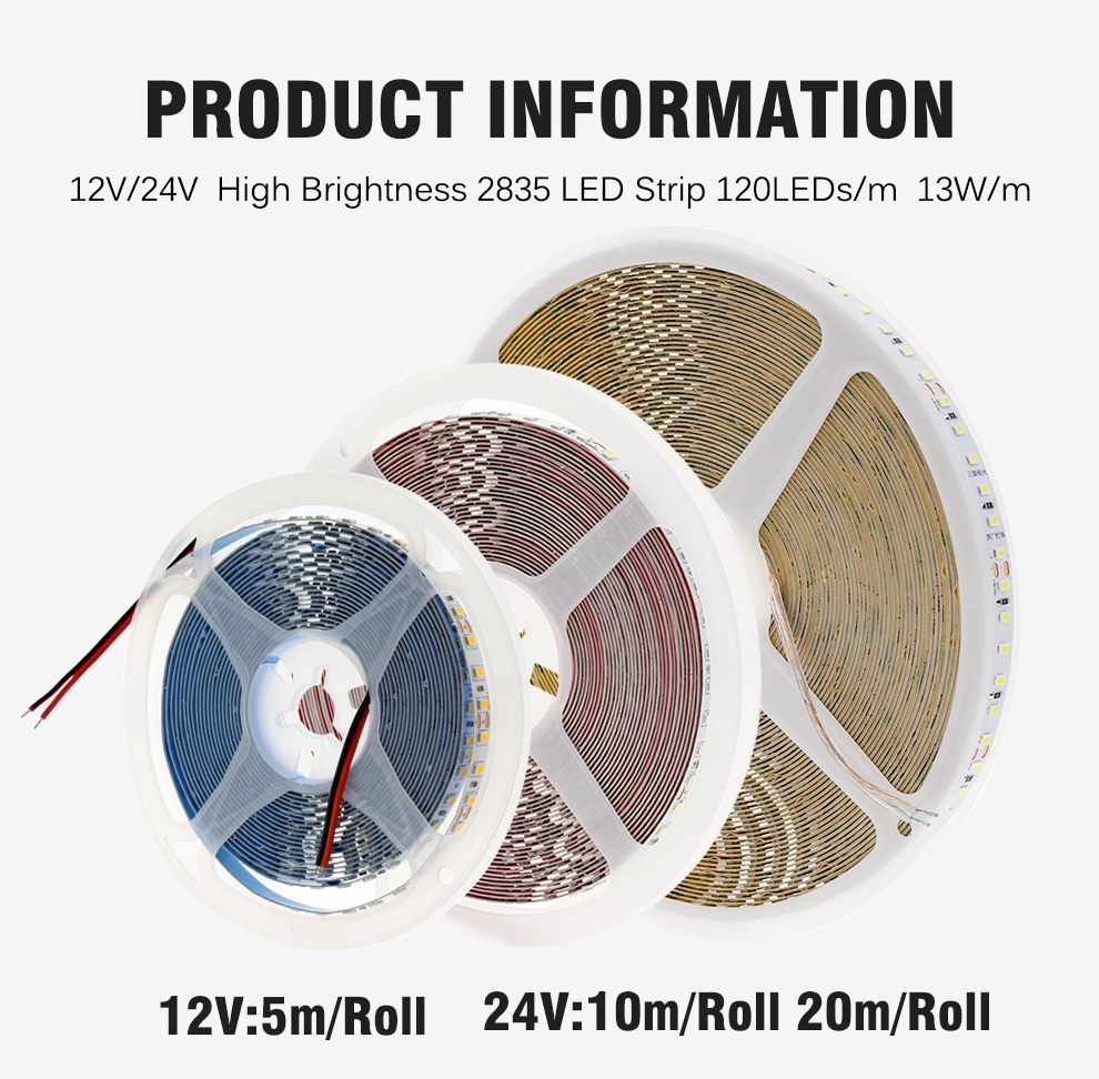 10M 20M LED Strip Light 12V 24V 120LEDs/m LED Strip High Brightness ...