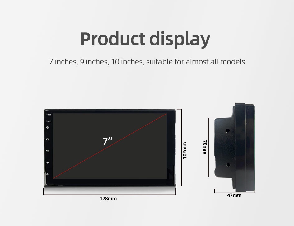 4G+32G 7/9/10 Inch Android 2Din Universal Android Head Unit Apple ...