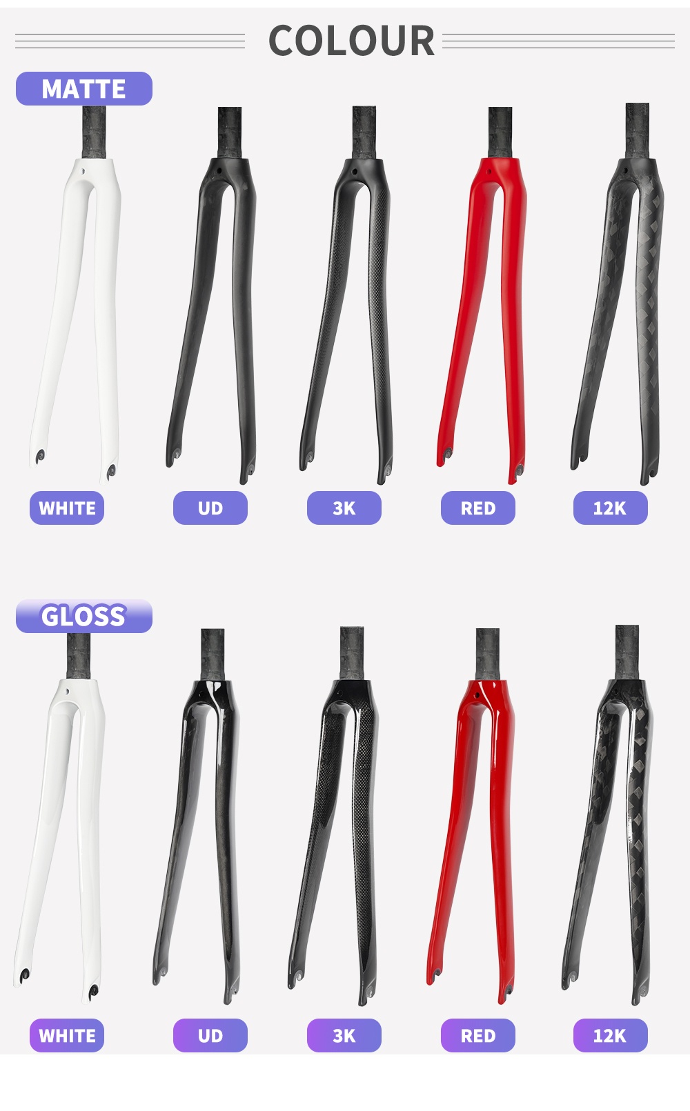Bike Road Front Fork 700C Carbon Fiber Rigid Forks Road Bicycle Parts ...
