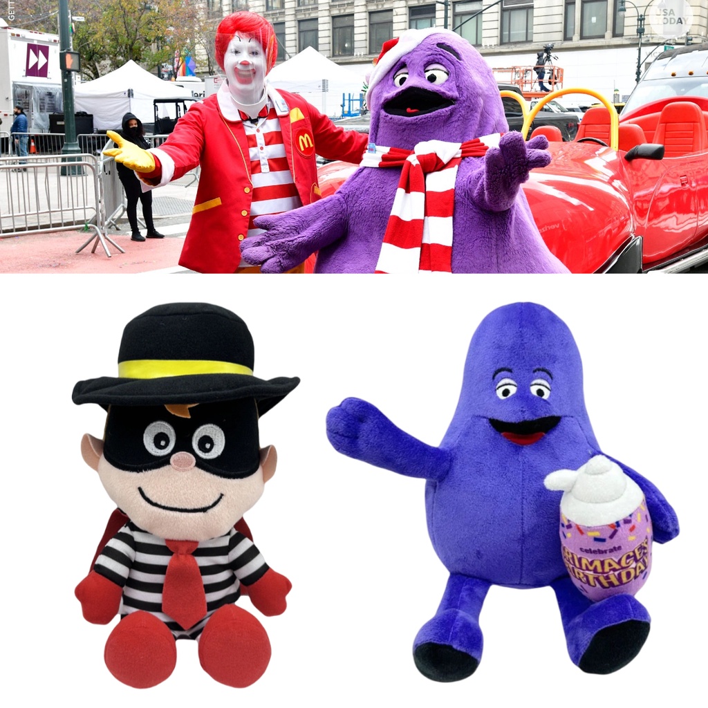 29cm Grimace Shake Yellow Hat Plush Toy McDonald Cushion Pillow Plushie ...