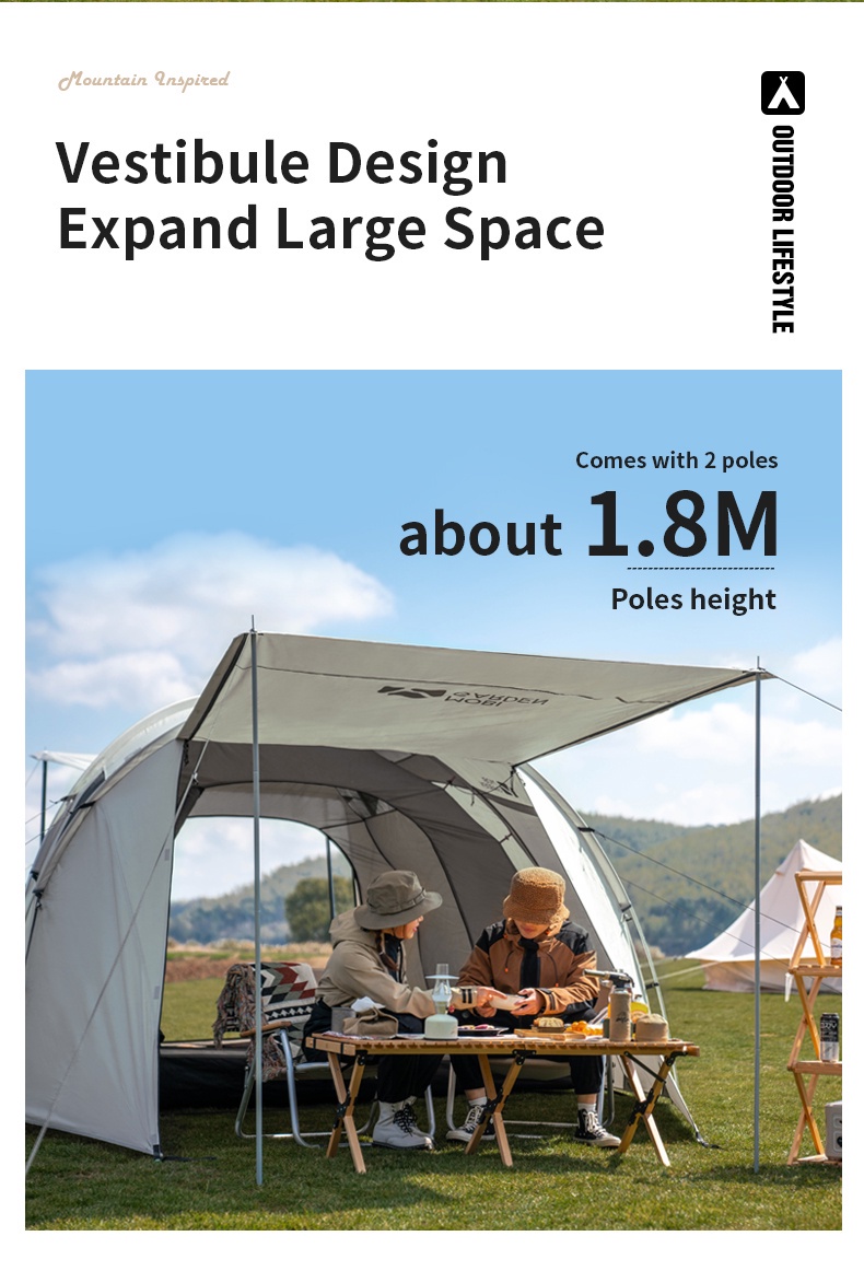 MOBI GARDEN Camping Tent Oxford Waterproof Big Space Family Glamping Tent 4 person Outdoor Beach ...