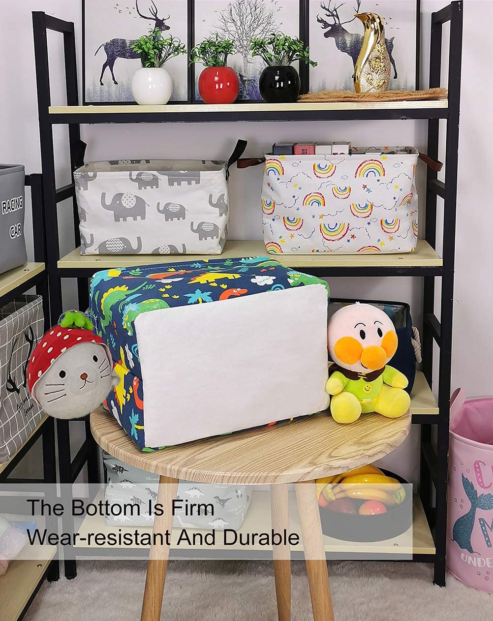 threetrees 24L Multifunctional Toys Storage Basket Large Size Fabric ...