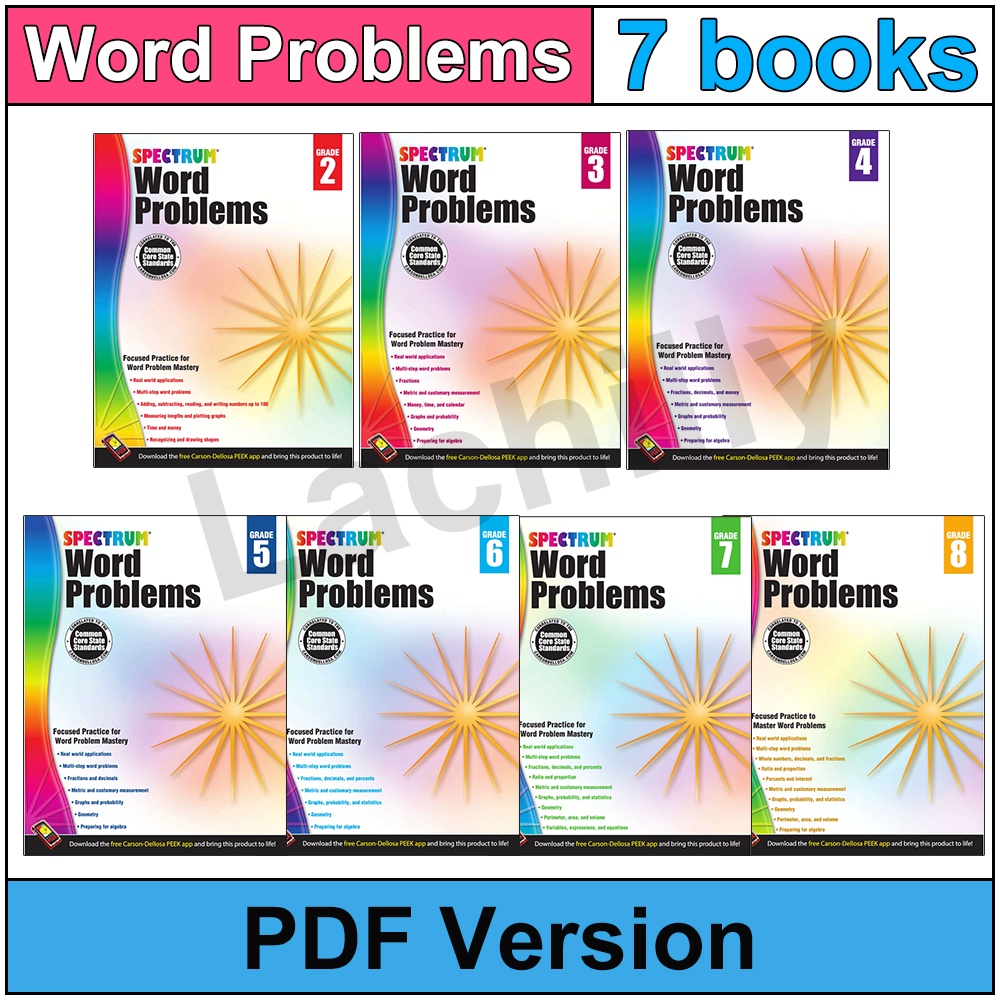 Spectrum Word Problems Workbook Grade 2-8 Learn Basic Math Skills ...