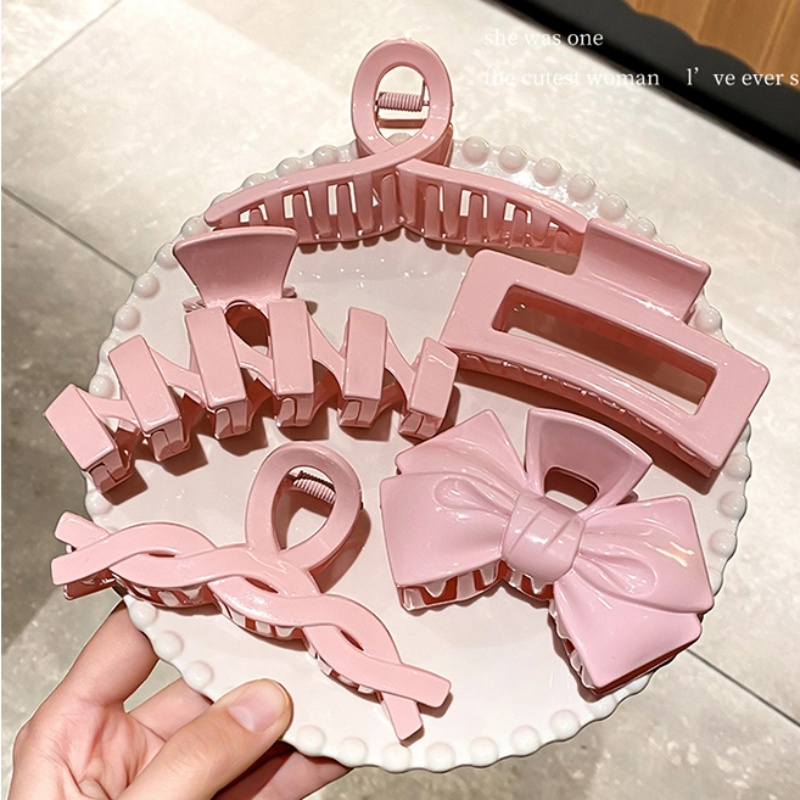 Pink Acrylic Sweet Girls Clips Hair Clip Back Head Hairpin Grips Hair ...