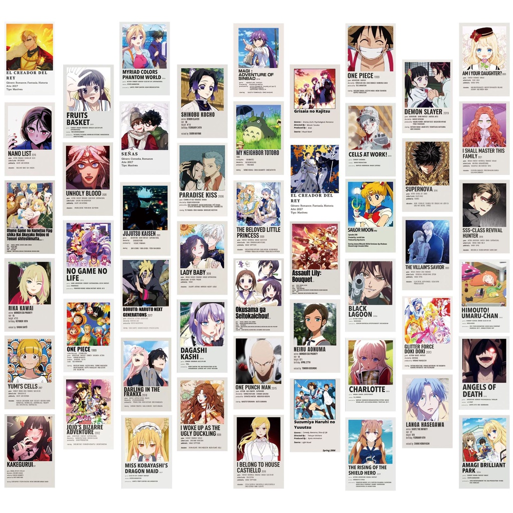 MUYA 50pcs Japanese Anime Wanted Poster Stickers - Waterproof Vinyl ...