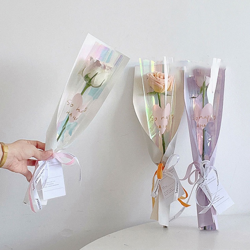 Flower Bouquet Packaging Bags Korean Style Florist Wrapping Plastic Bag ...