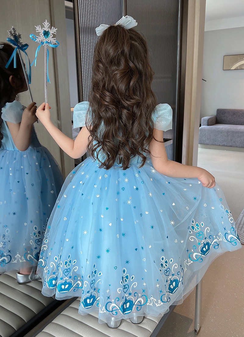 Elsa Dress For Kids Girl Frozen Mesh Sequin Party Ball Gown Princess ...