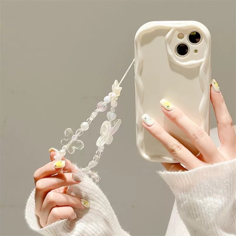 INS cream Case With White Love Chain For Iphone 14 11 8 7 Plus SE2 XS ...