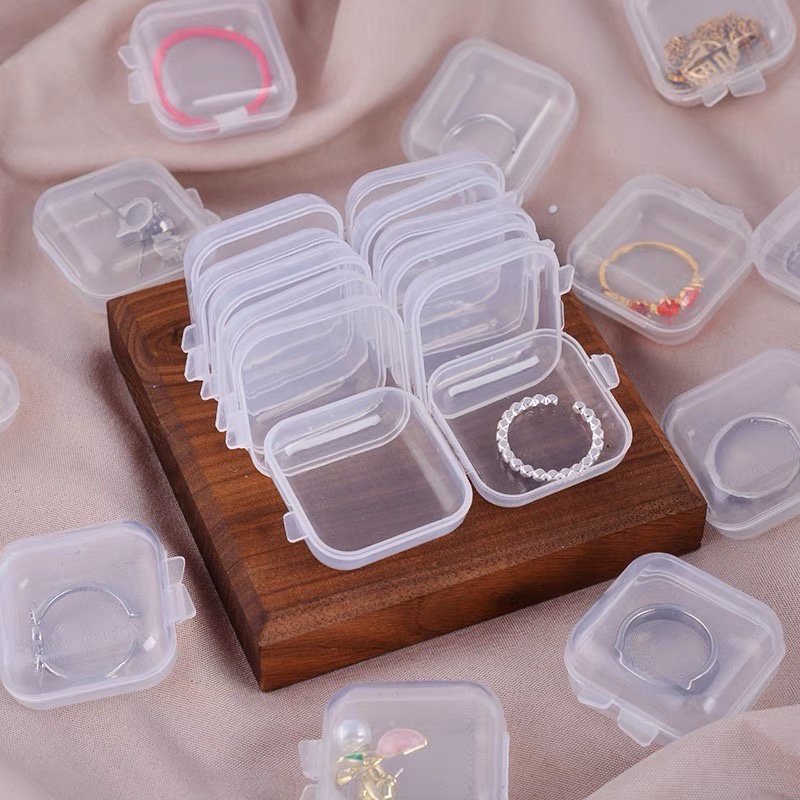 20Pcs Small Boxes Square Transparent Plastic Box Jewelry Storage Case Finishing Container ...