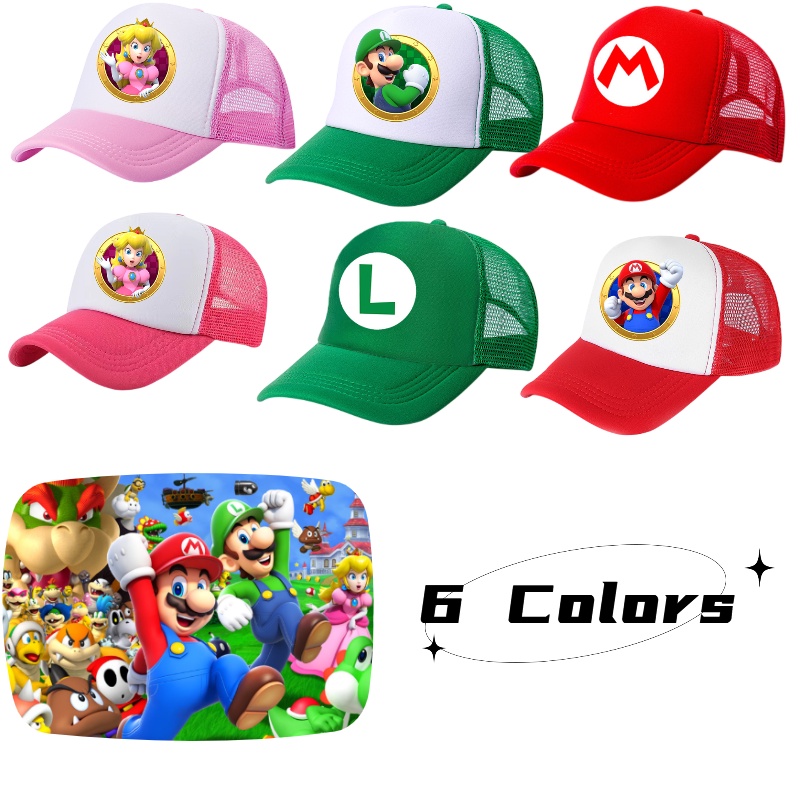 Super Mario Bros Hat Mario Cartoon Cap Mario Hat for Kids Cute Cartoon ...