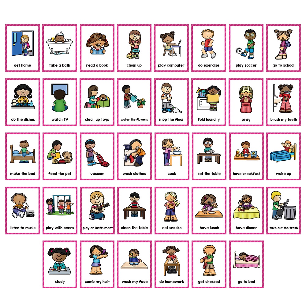 20PCS/Set Daily Routines Kids English Words Learning Cards for Children ...