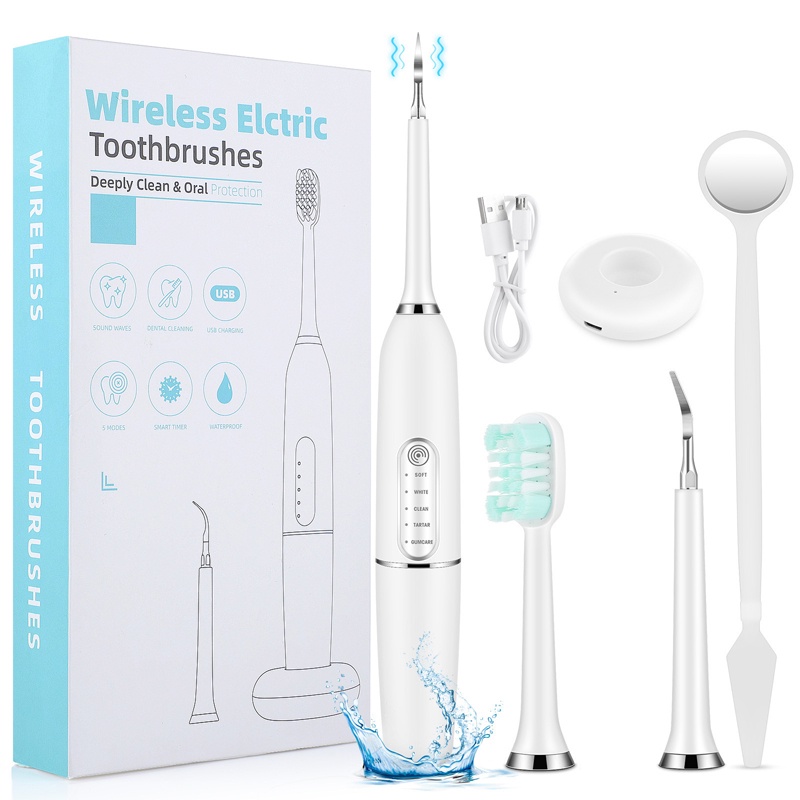 Electric Sonic Teeth Cleaner 5 Modes Teeth Whitening Inductive Charging ...