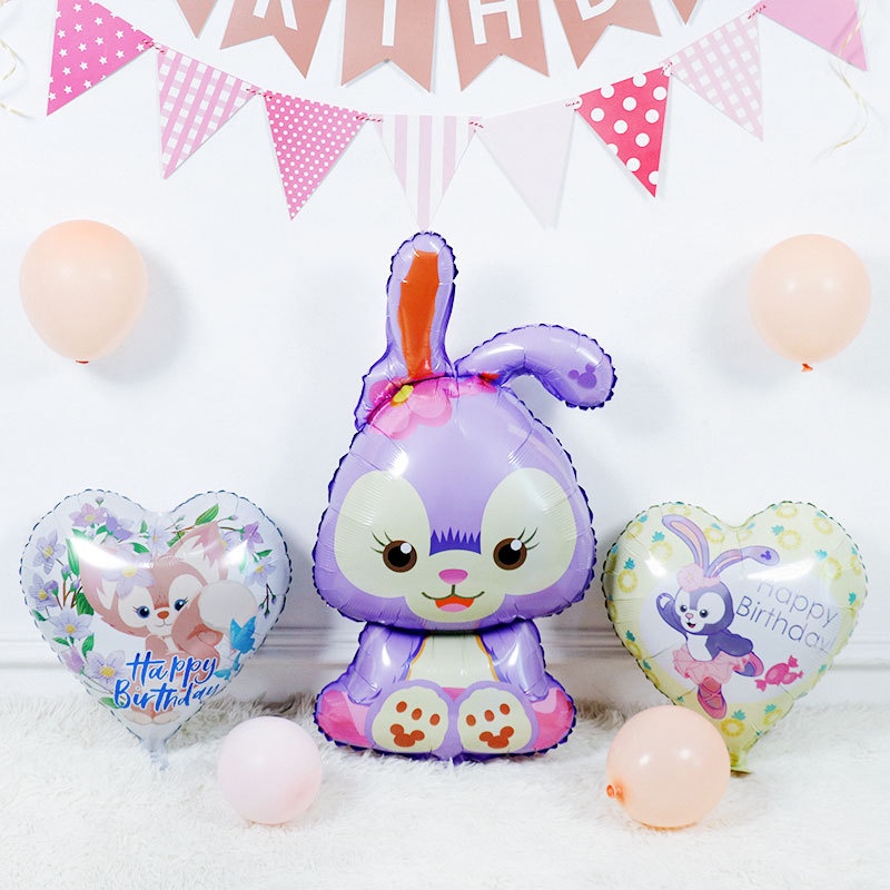 LinaBell StellaLou Cartoon Theme Aluminum Film Balloon Set Pink Purple ...