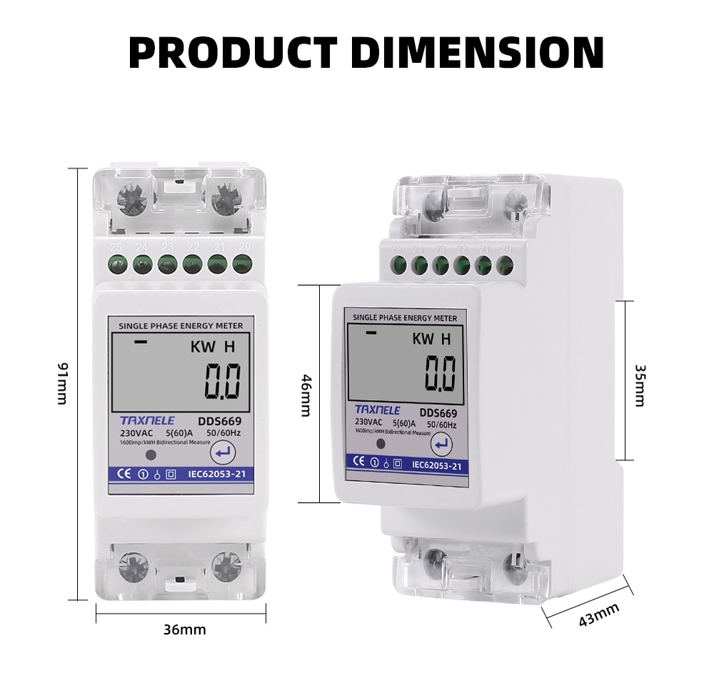 230V 60A Multifunction Bi directional Energy Meter Import Export KWH ...