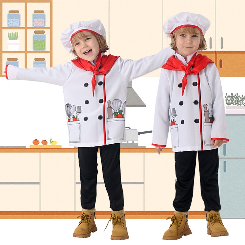 Kid Boys Girls Chef Cosplay Costume Children Kitchen Restaurant Role ...
