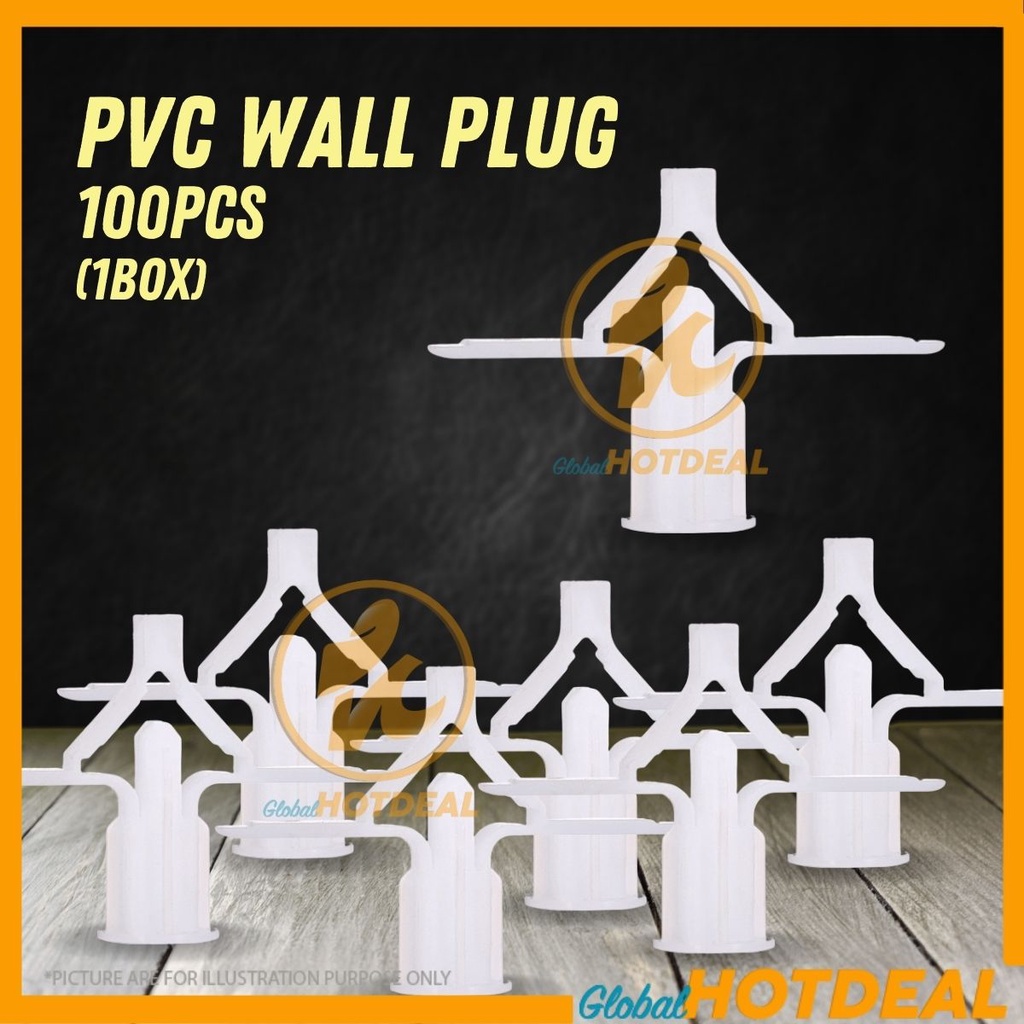 [100PC] OK-IN PVC Anchor Hook Butterfly Wall Plug Partition Wall Gypsum ...