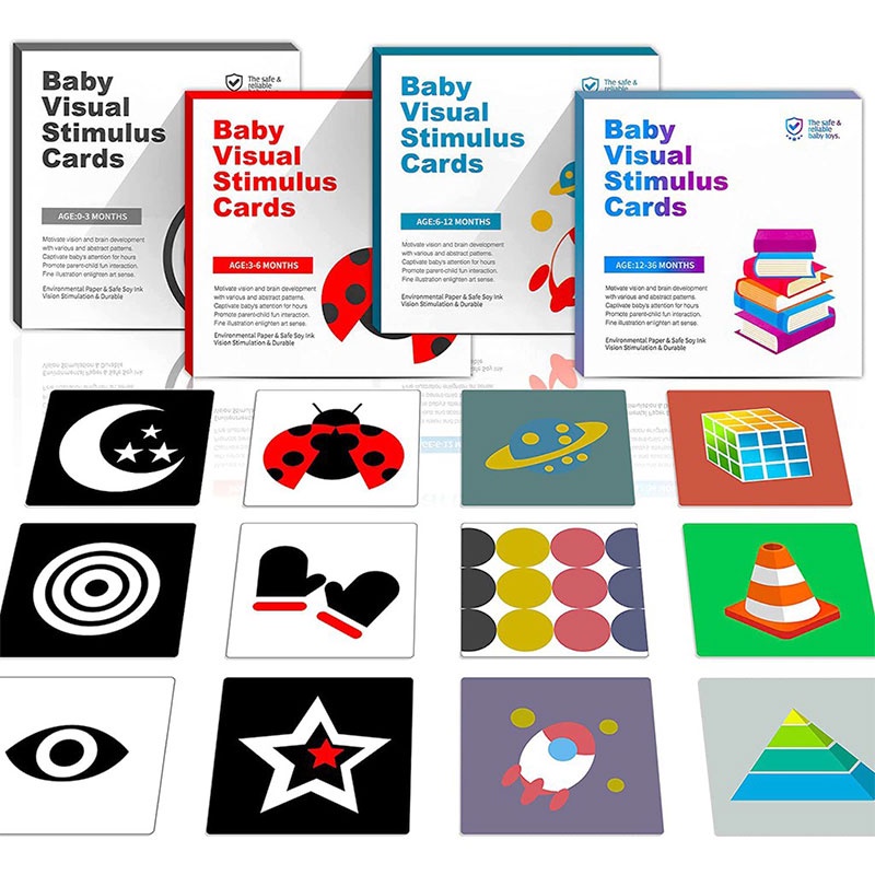 Baby Montessori Flash Card Dual Sided Picture 0-36 Months Visual ...