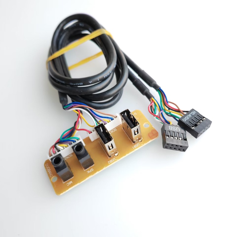 9Pin 2-Port Dual USB 2.0 9P 3.5mm HD Audio Standing Socket Interface ...