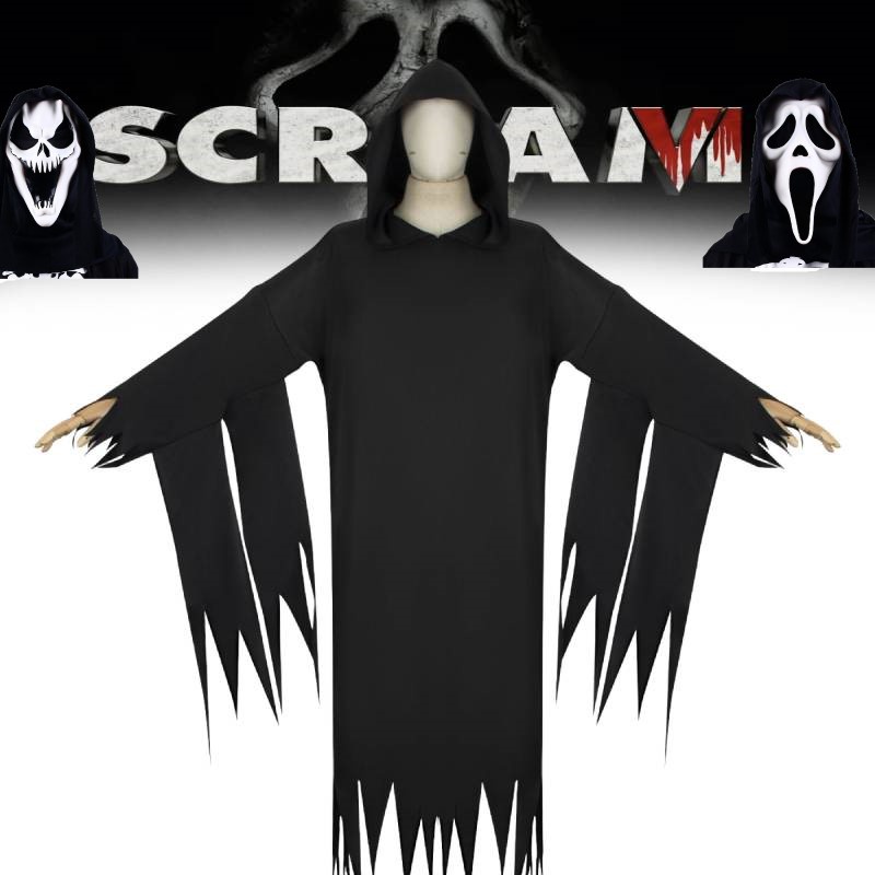 Horror Scream VI Grimace Killer Cosplay Black Cloak Cosplay Costume ...