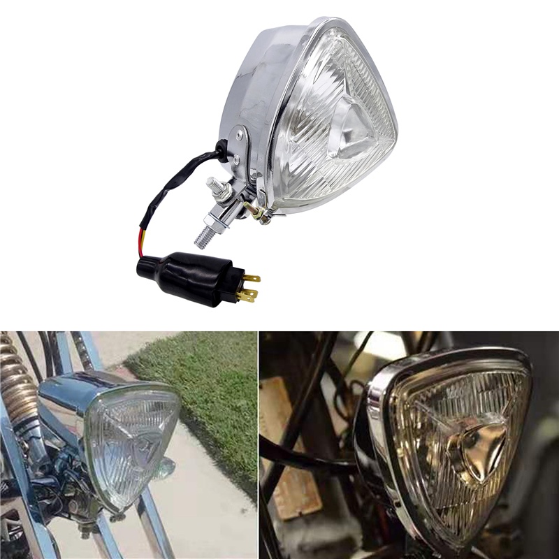 Triangle Motorcycle Headlight Headlight H4 Vintage H / L Beam For ...
