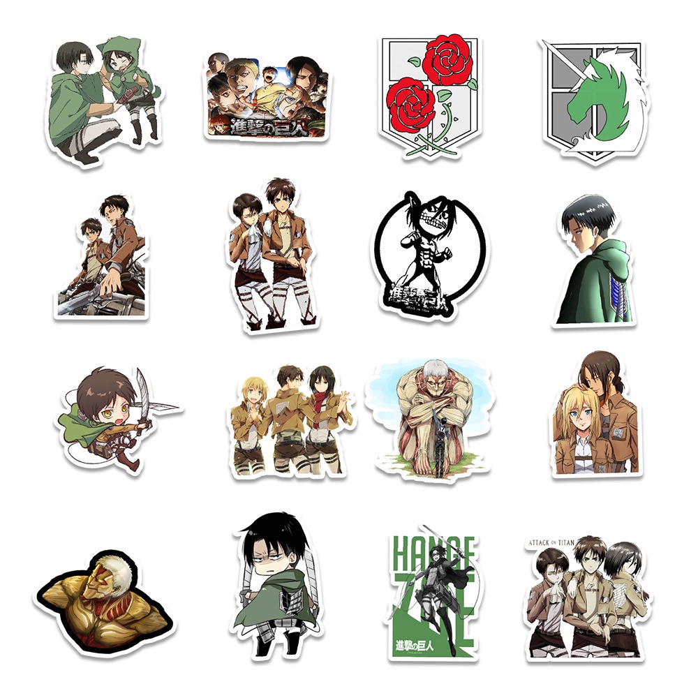 MUYA 50pcs Attack on Titan Stickers for Kids Japan Anime Stickers ...