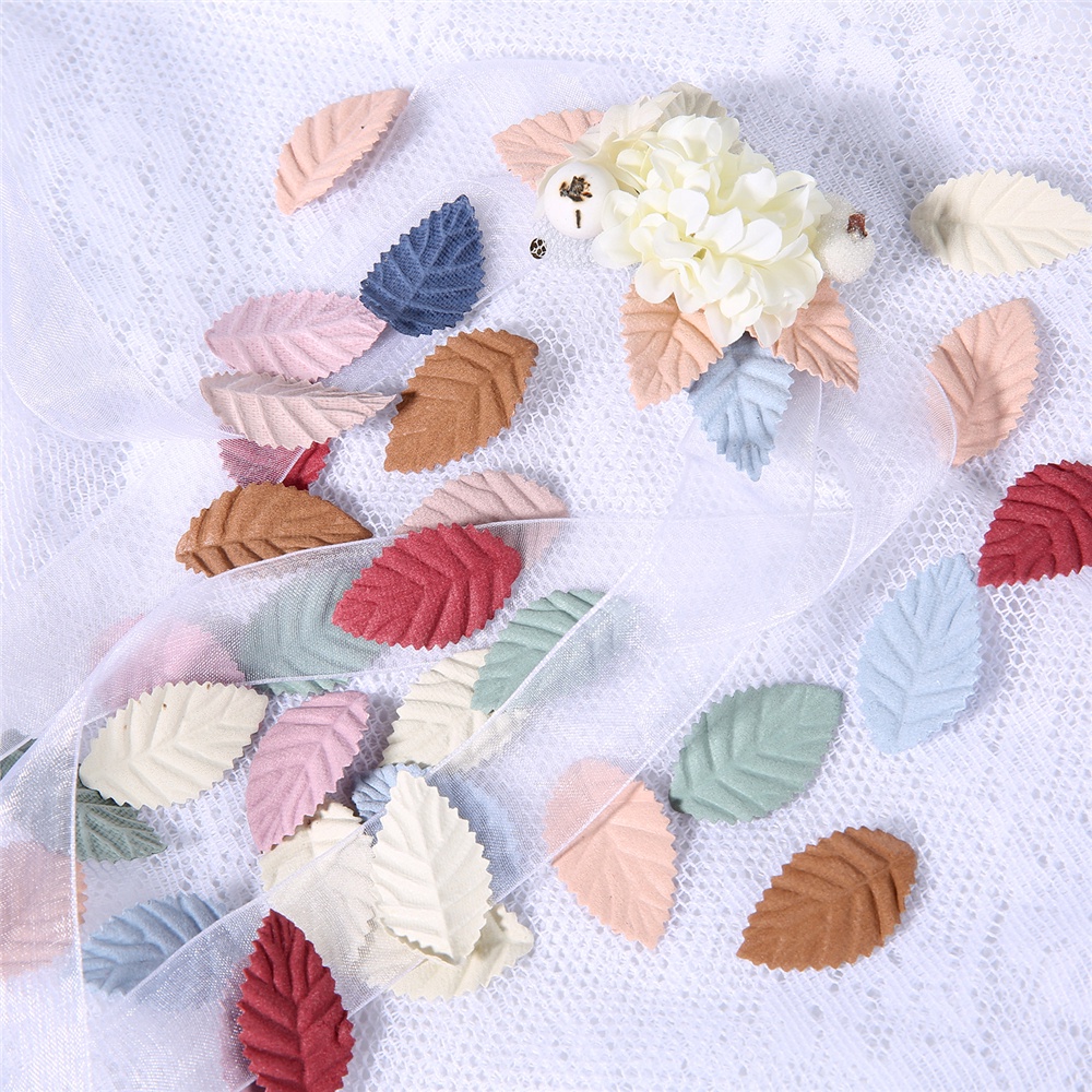 10PCS 3.5cm Leaves Artificial Fabric Fake Leaves For DIY Wreath Wedding ...