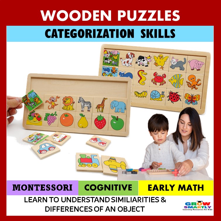 Categorization Skills Wooden Puzzle for Kids Animal Puzzle Wooden Toys ...